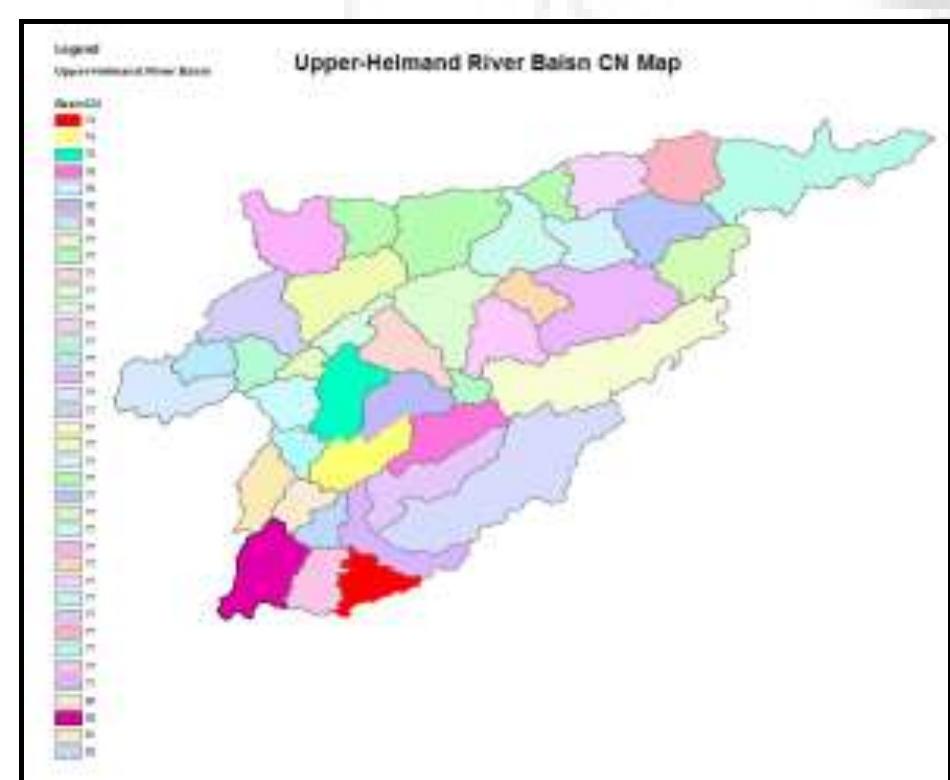 Upper-helmand river basin curve number map scs-cn method is