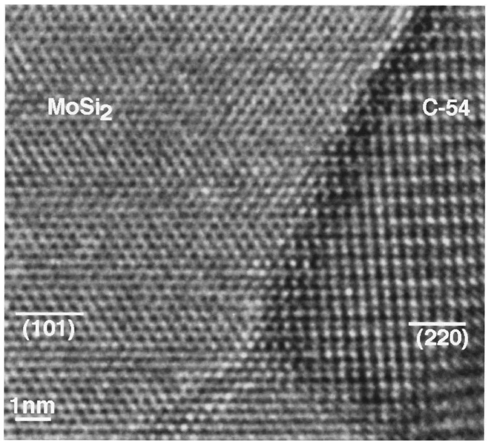 High resolution tem showing the ti/si interfacial region