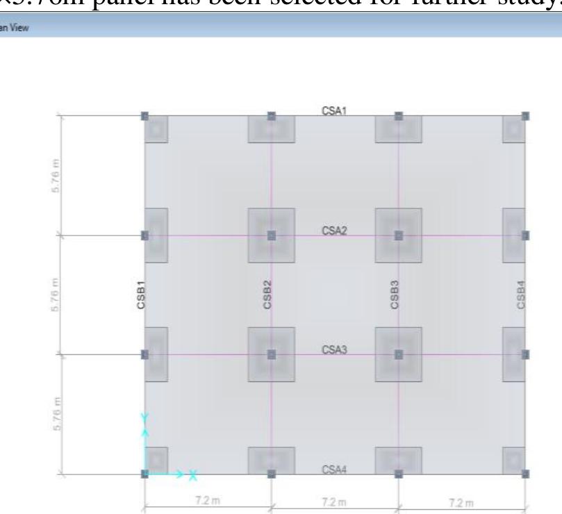 1flat slab model of 3x3 panel of size 7.2m x 5.76m