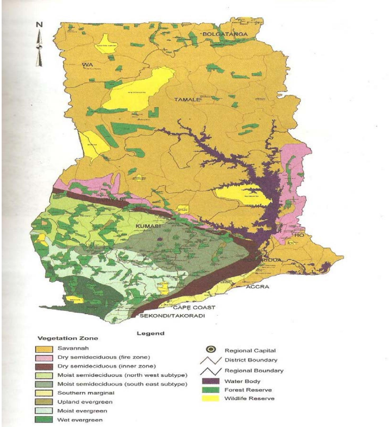 G. 3.1. vegetation map of ghana (source: cartographic unit,