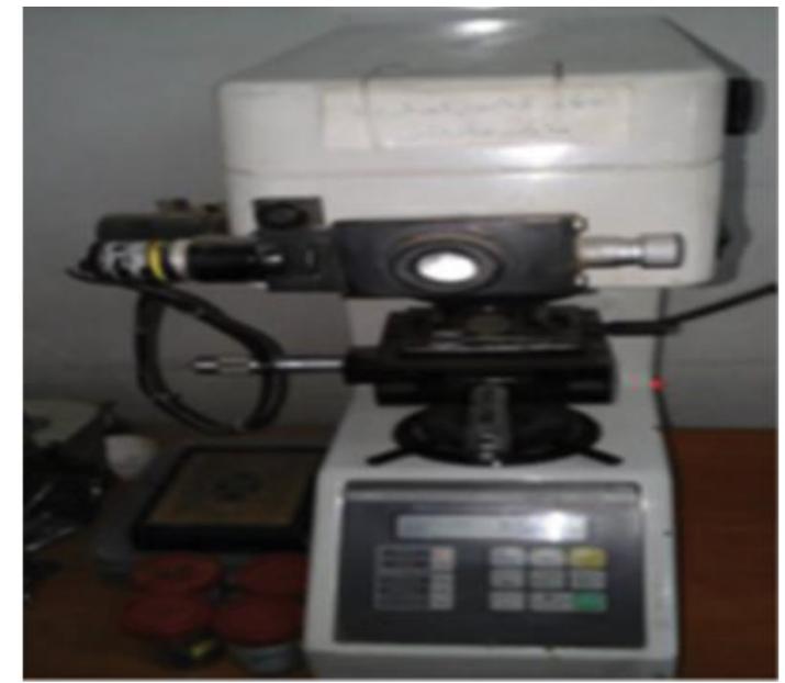 Vickers hardness test ~ three hardness readings were taken