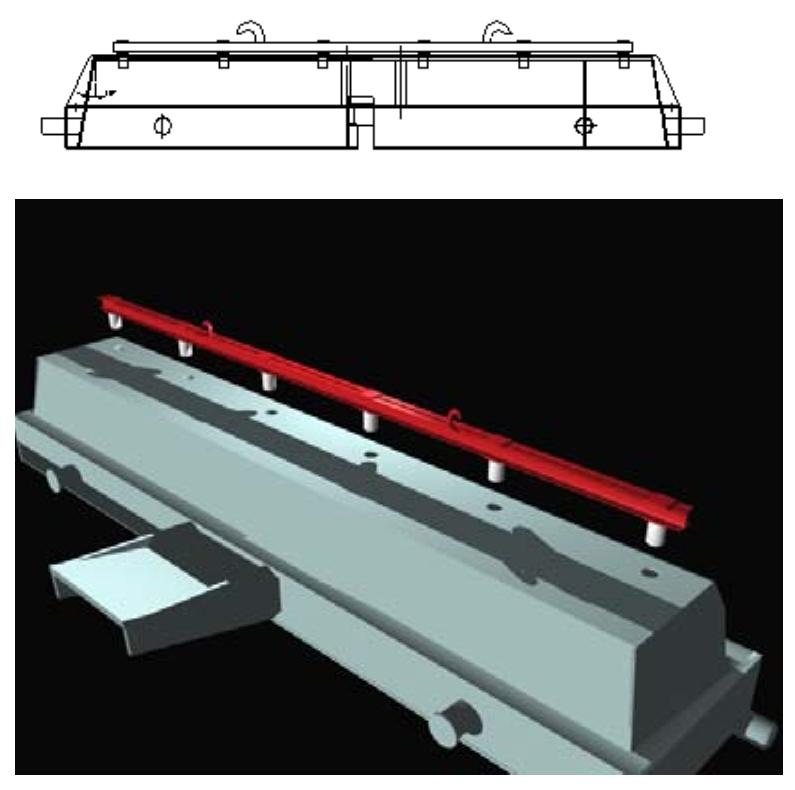 Tundish turned upside down on a turning mechanism