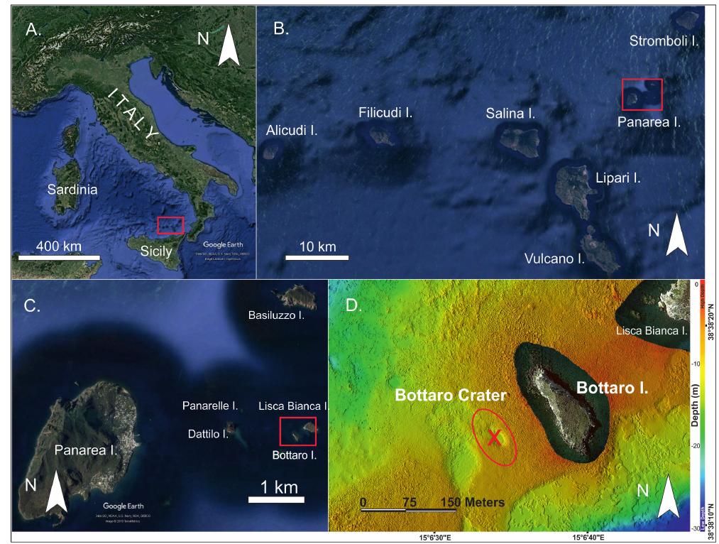 Map of panarea island and the surrounding islets. the