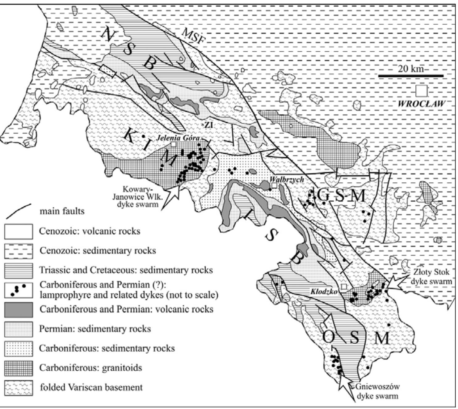 Geological sketch of the sudetes region showing the
