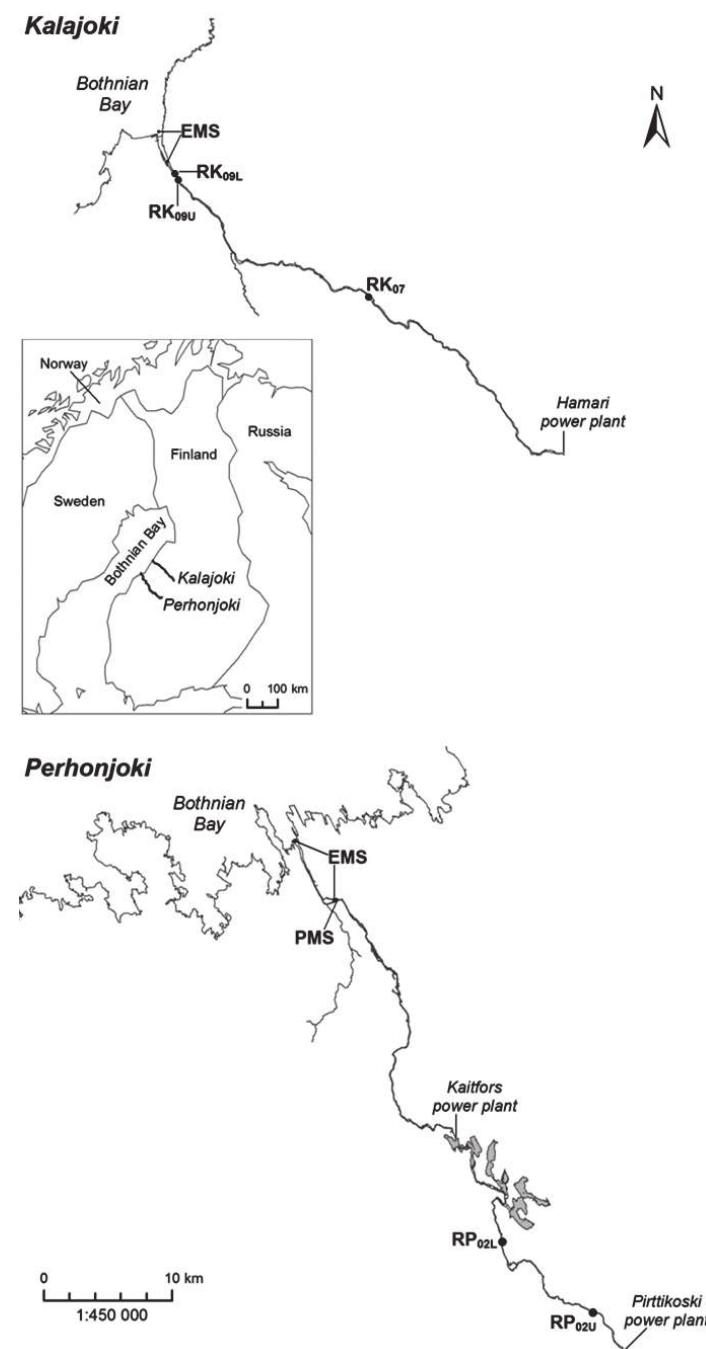 Map of the study area showing the locations of the lamprey