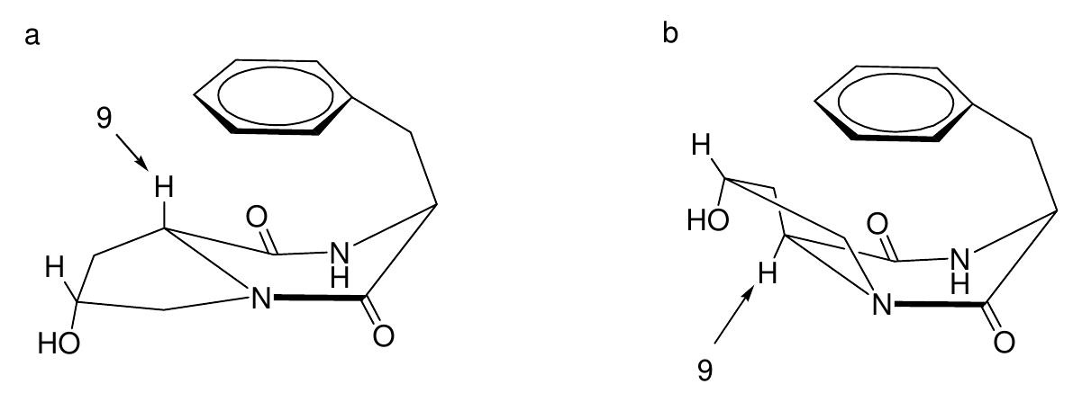 Schematic structures showing the position of h-9 for a)
