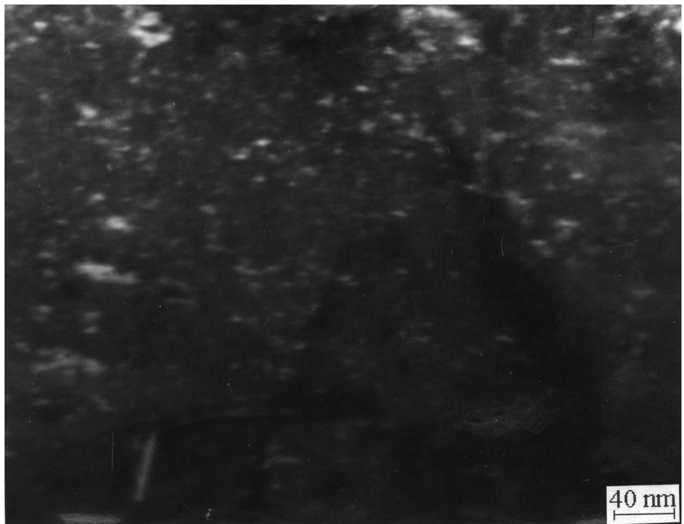 Dark-field (df) micrograph of a specimen aged at 823 k for 4