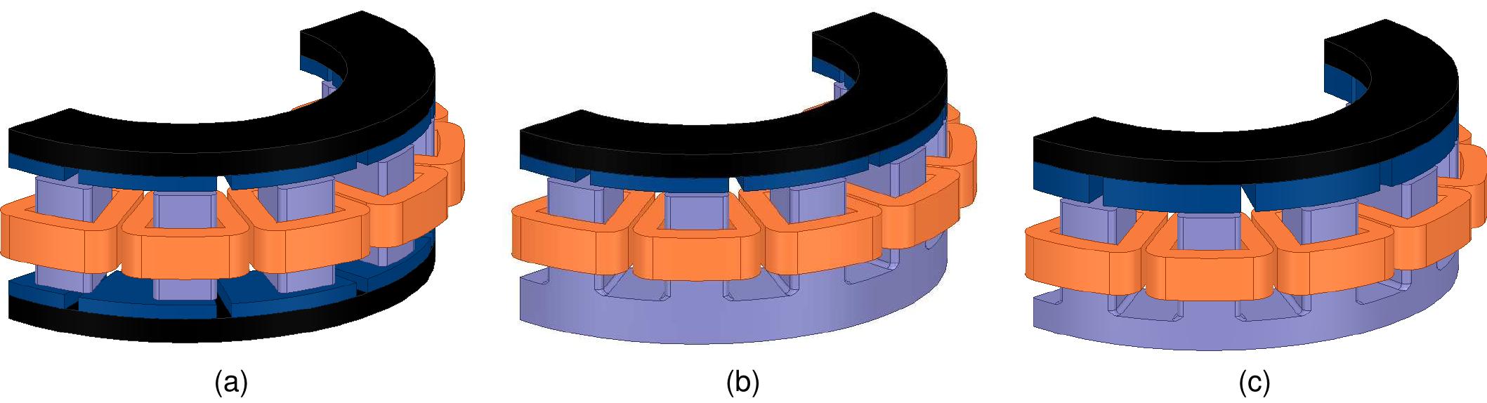The 3d fea parametric model of three topologies to be