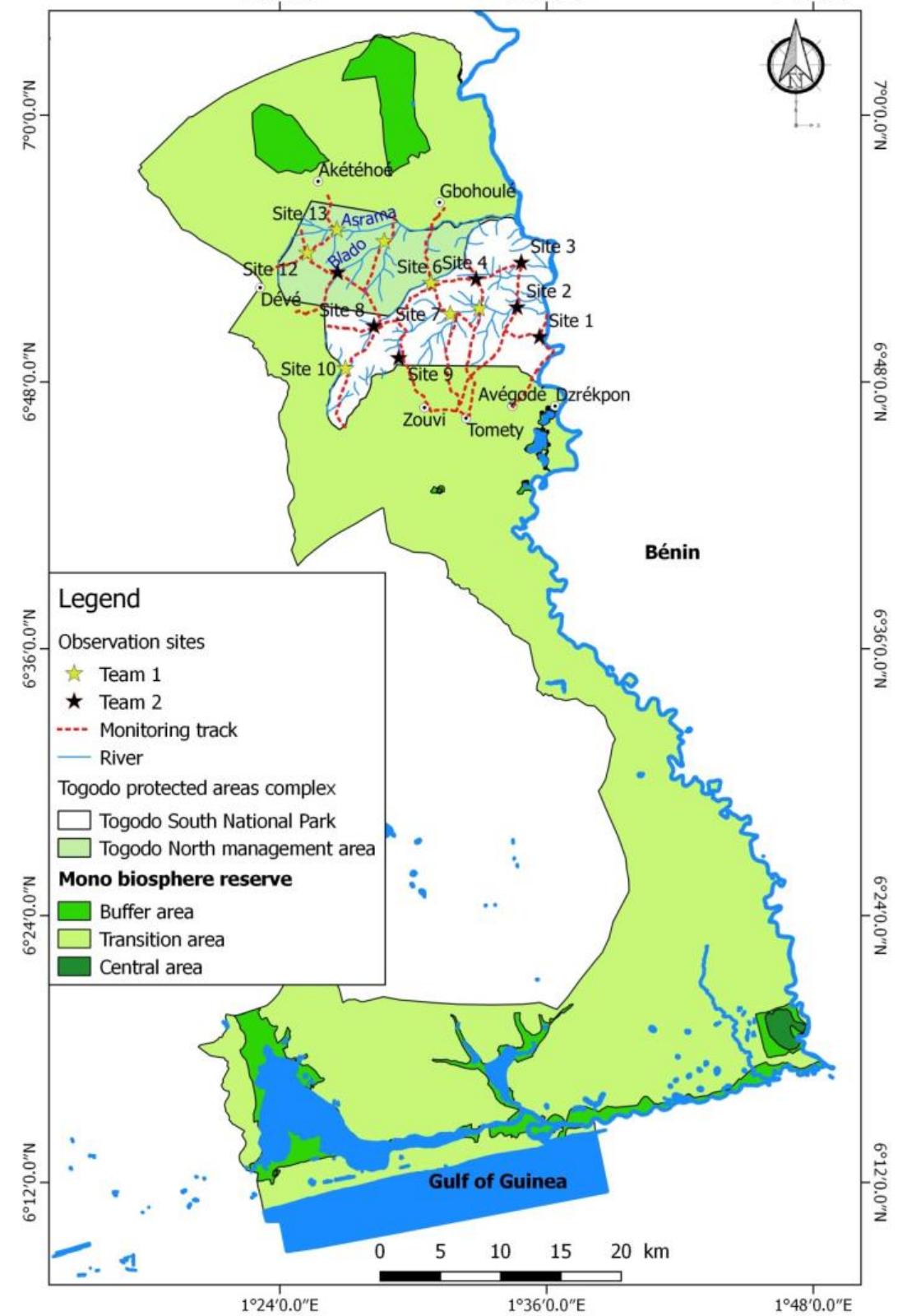 map of the mono transboundary biosphere reserve, including