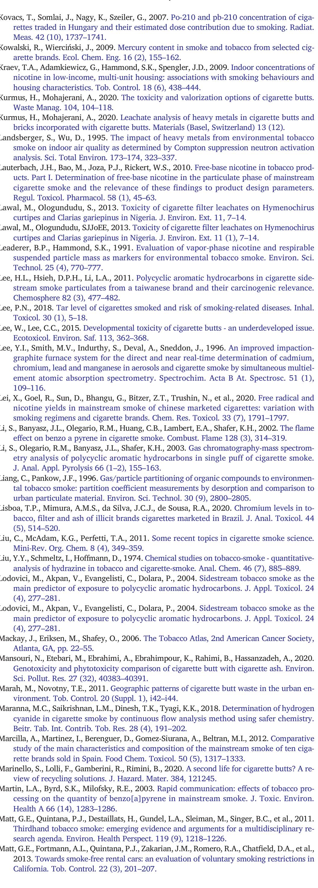 Table 18 - Content of toxic components of cigarette,