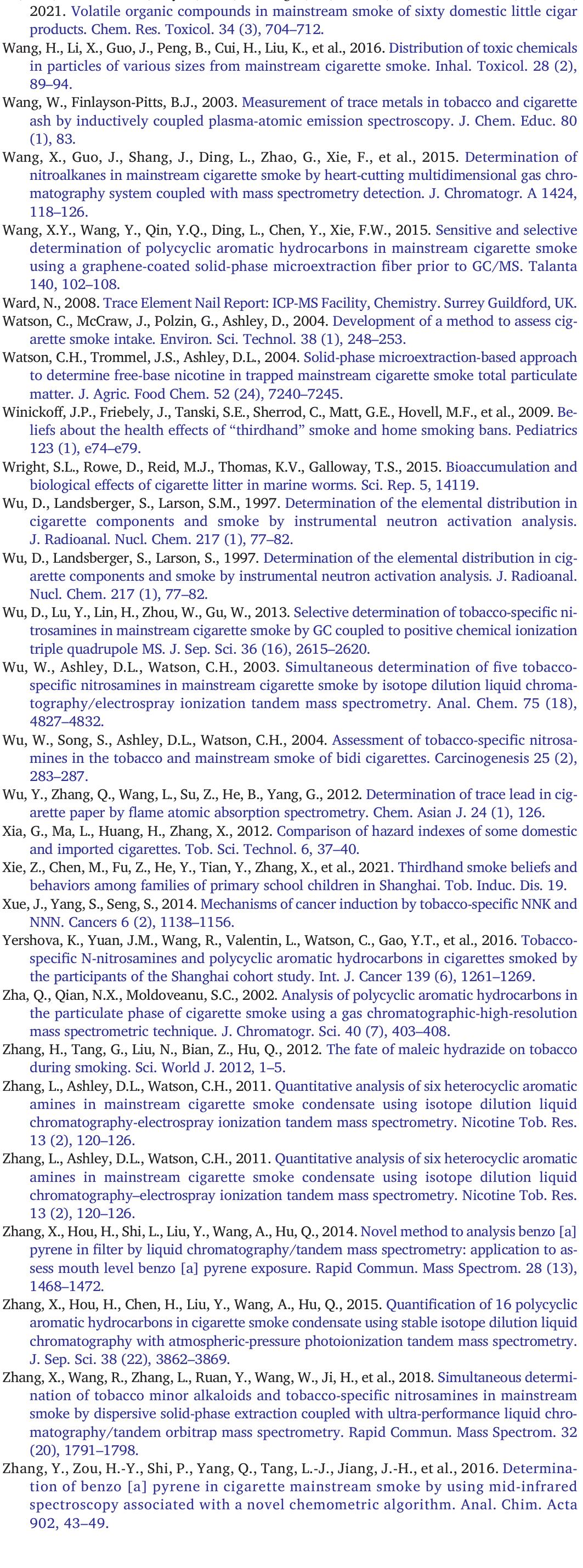 Table 22 - Content of toxic components of cigarette,