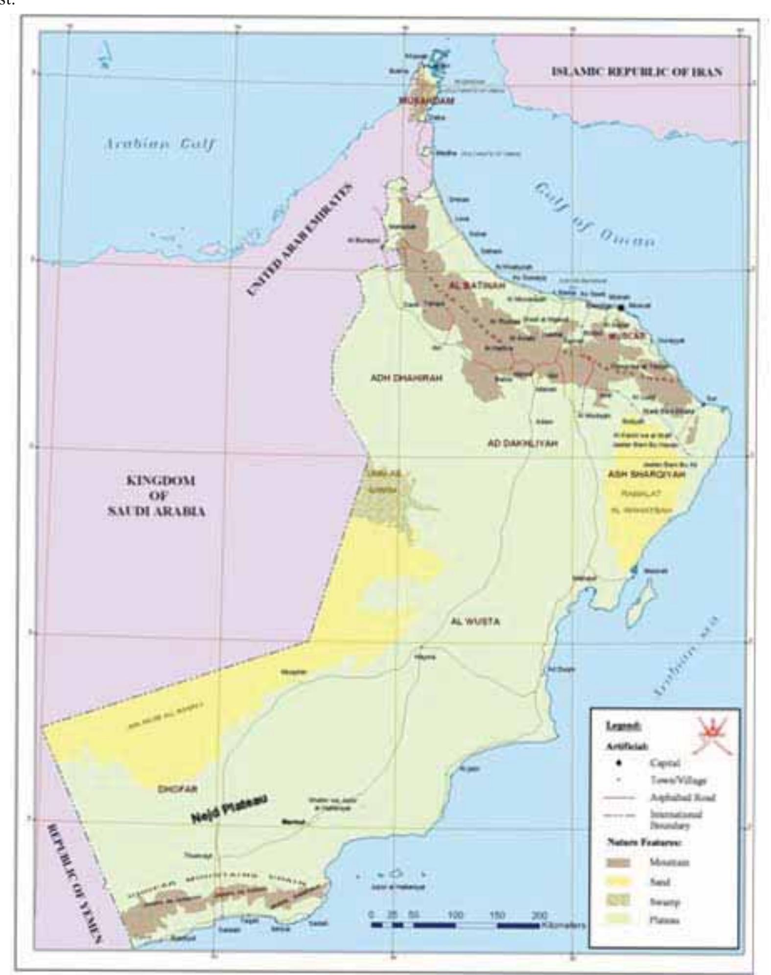 Sultanate of oman location map.