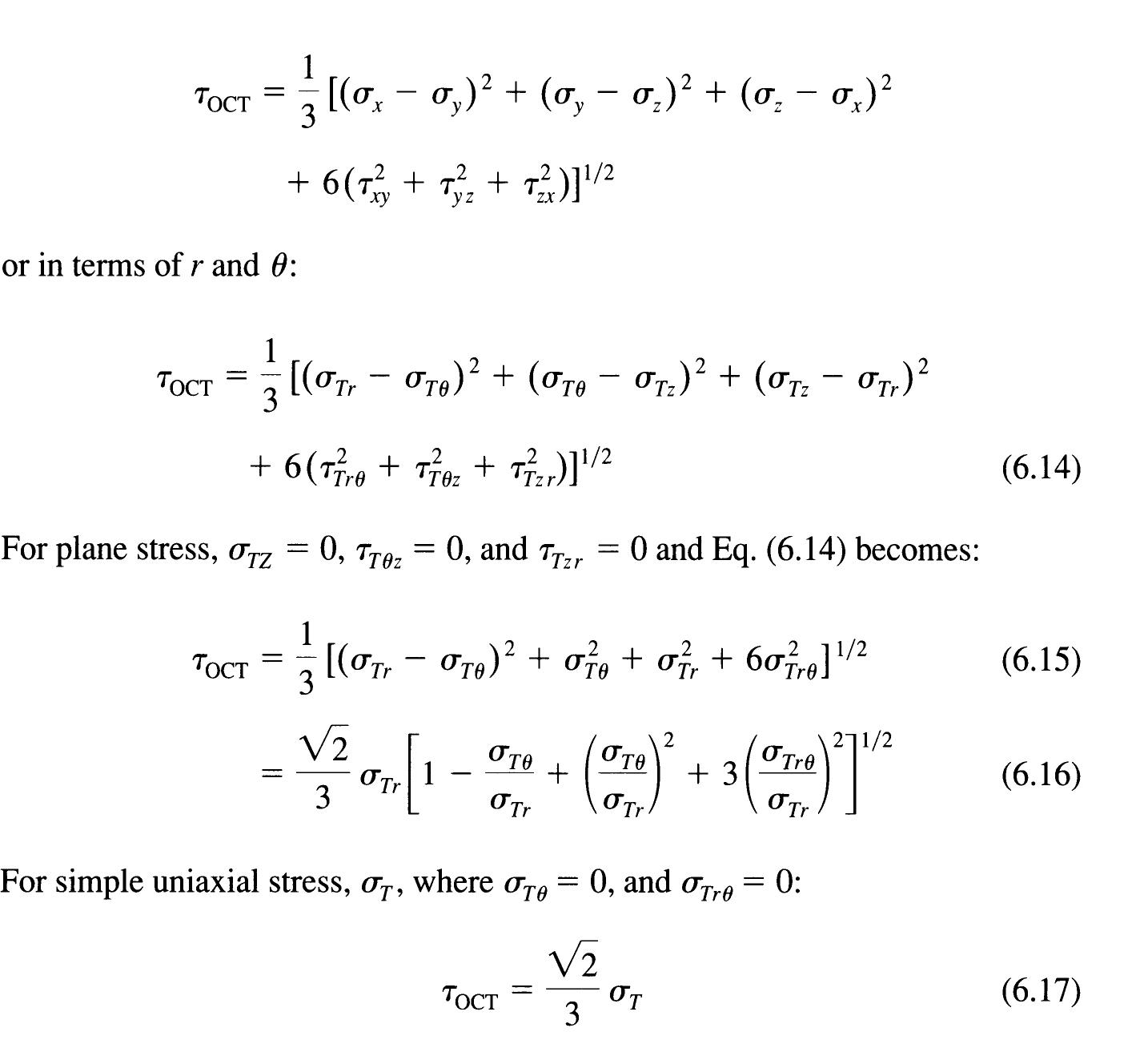 The equation for octahedral shear stress, 79-7 (similar to
