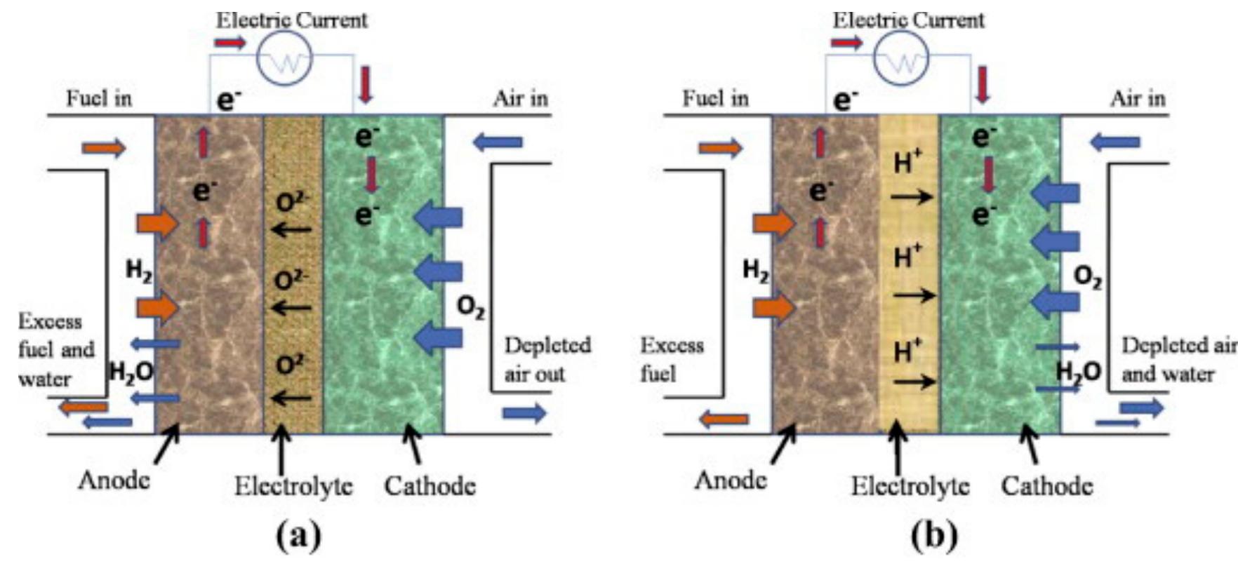 Schematic representation of solid oxide fuel cell (sofc) (a)