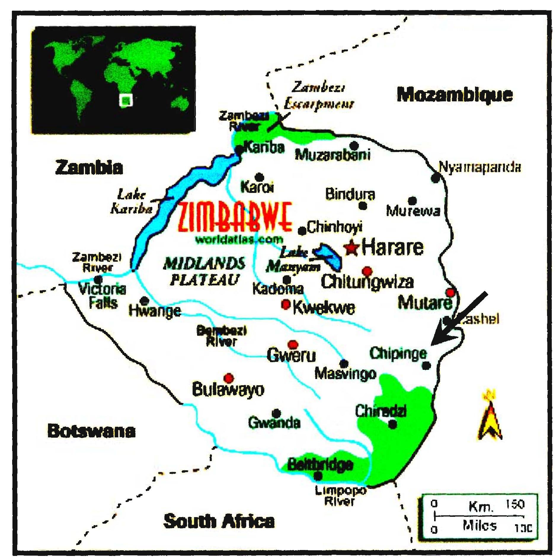 The map modified from the zimbabwe information