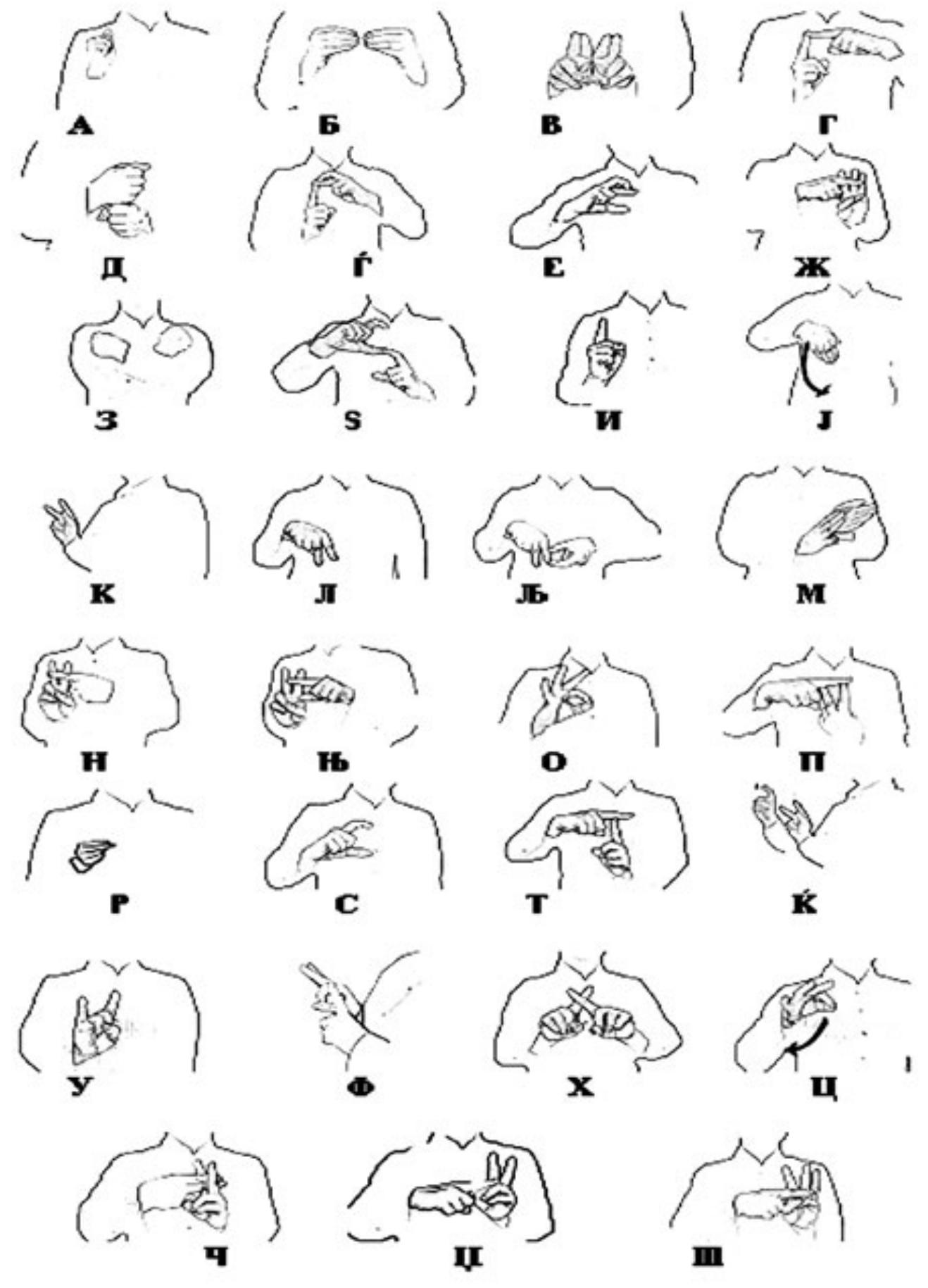 The macedonian sign alphabet consists of 31 signs, the same