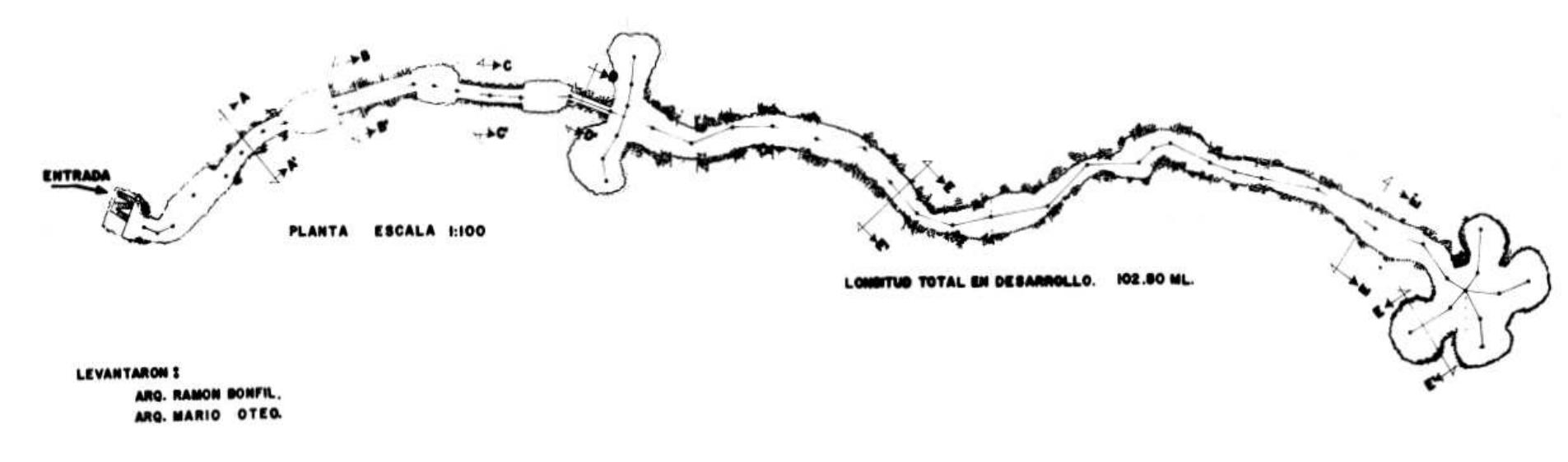Layout of the cave beneath the pyramid of the sun at