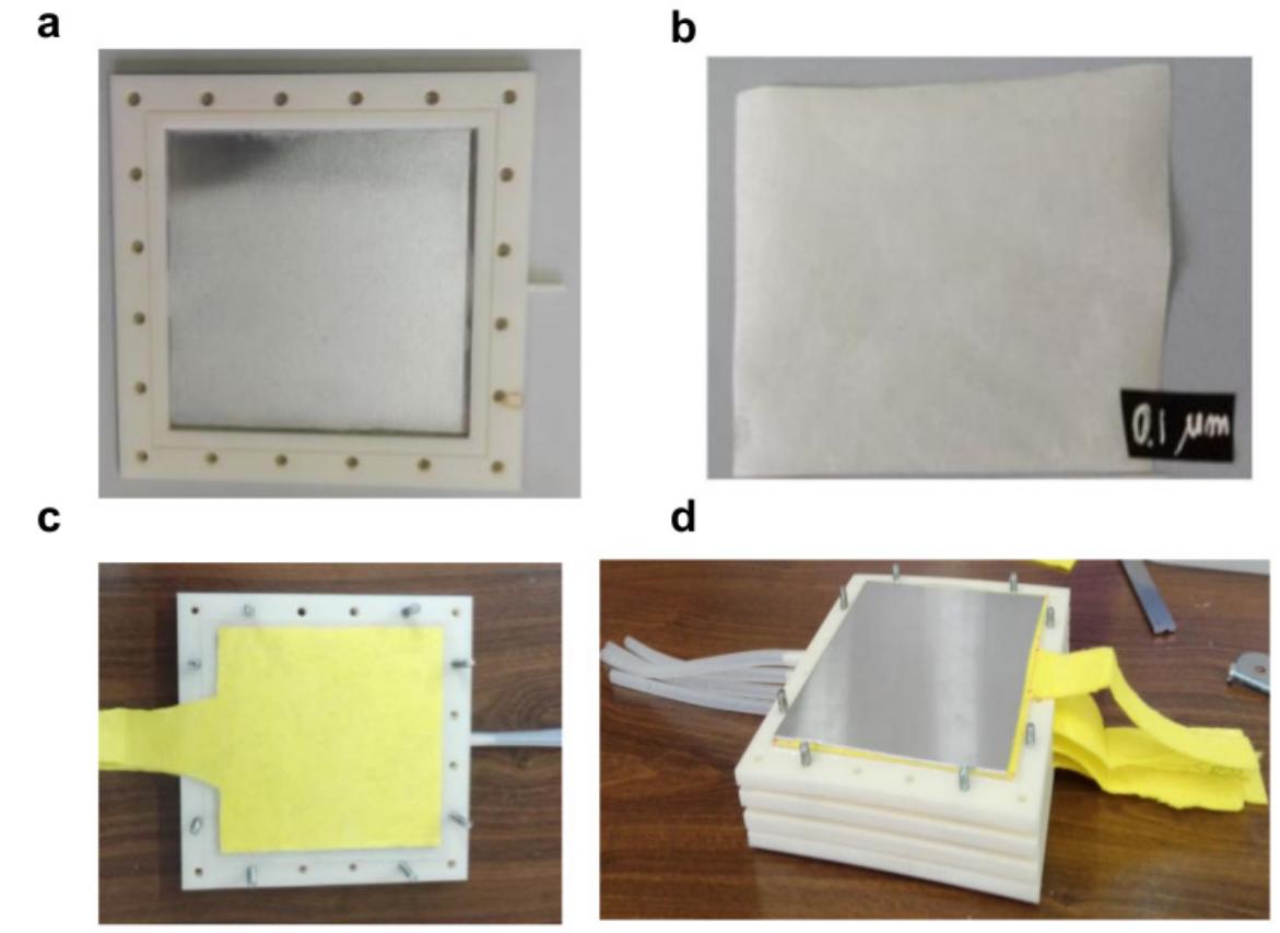 Main components of the tested lab-scale prototype. (a)
