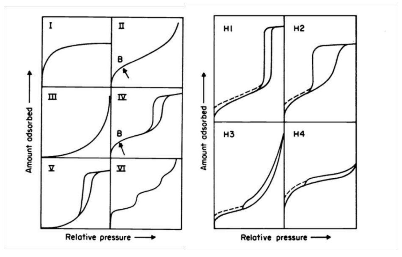 Iupac isotherms types and types of hysteresis loops ba, the