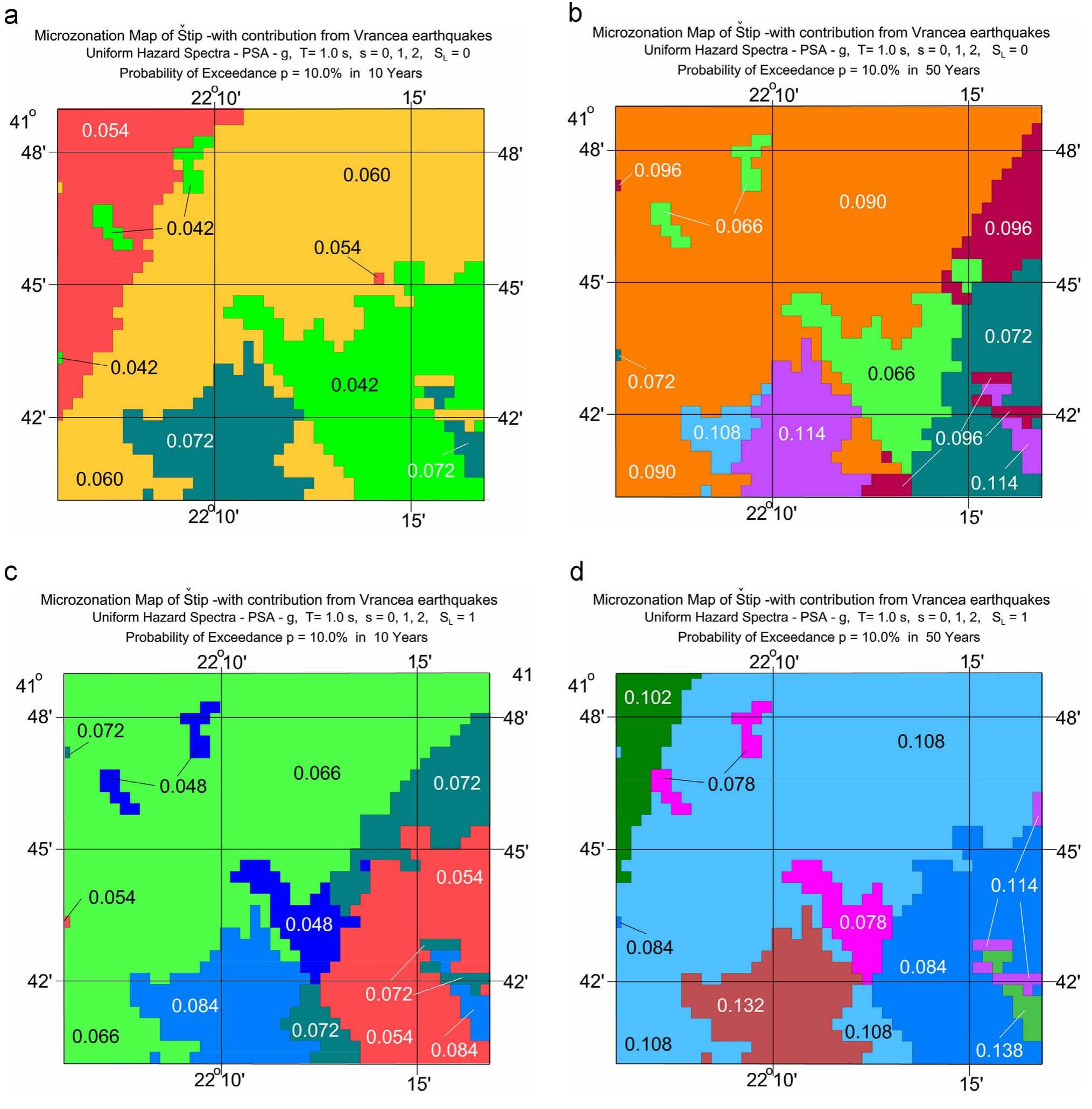A. uniform hazard acceleration spectra, psa(t), with units