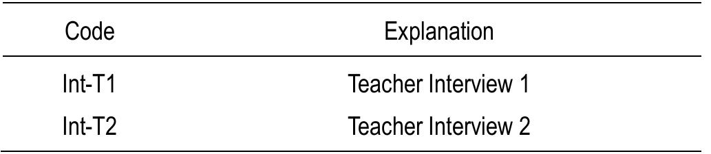 Teachers’ interview code