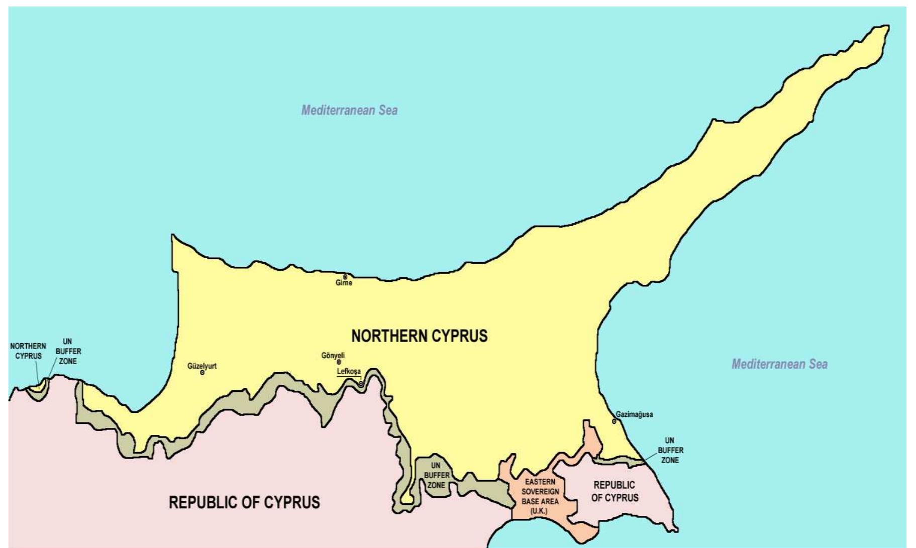 Geographical regions map of trnc (obtained from wikimedia)