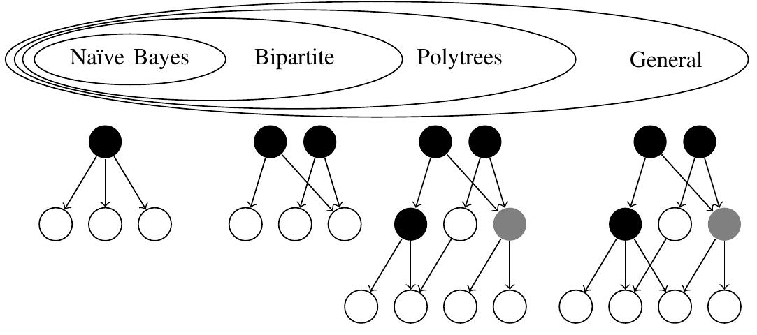 Hierarchy of bayesian network models with an example of each