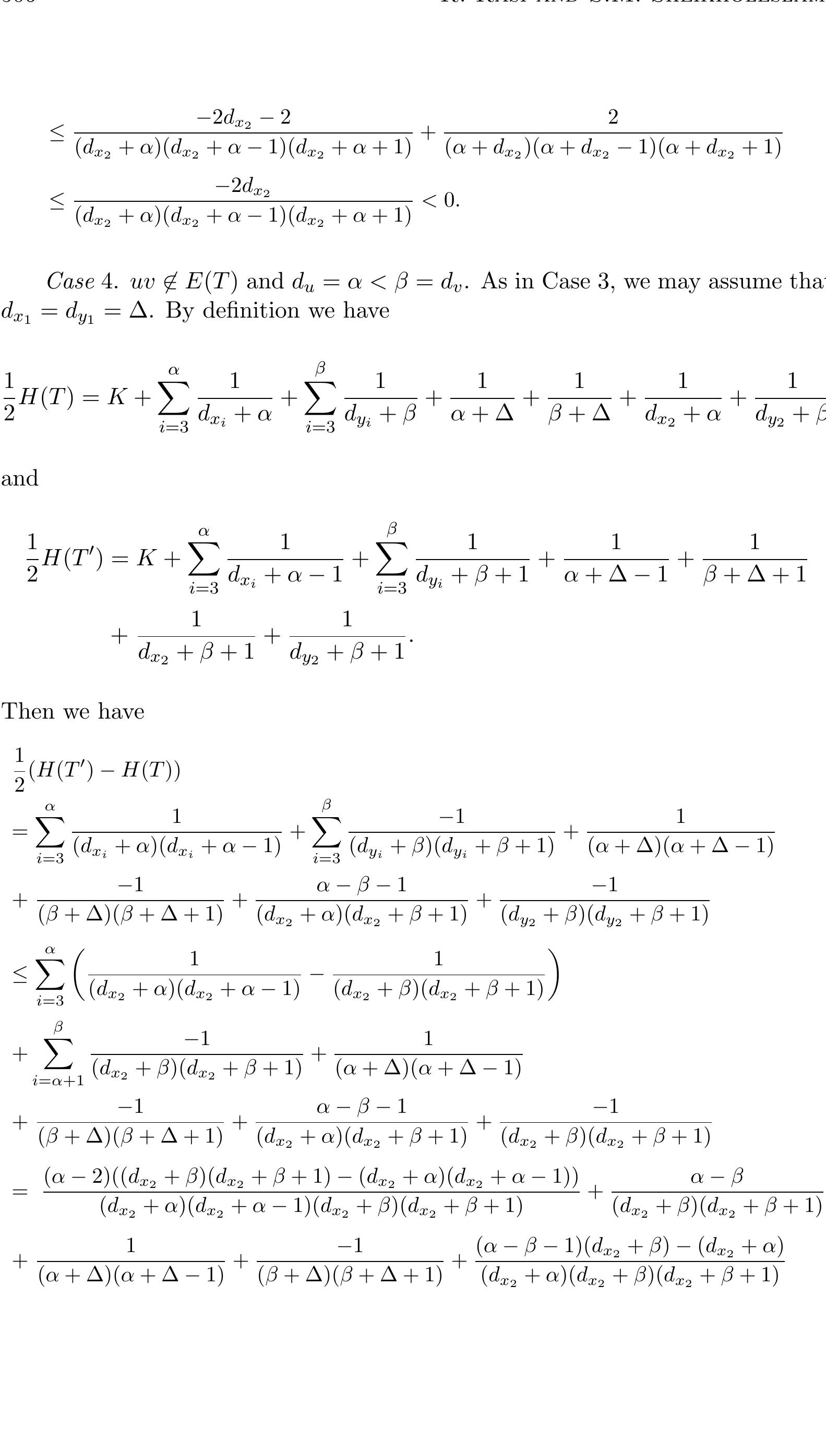 Figure 4 - The smallest harmonic index of trees with given
