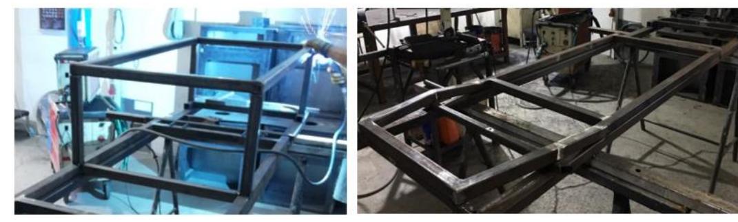 A) chassis manufacturing b) welded chassis welding operation