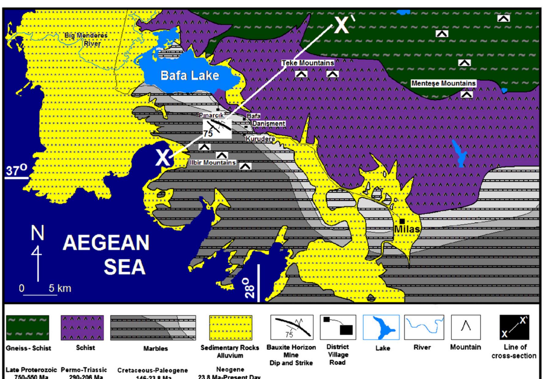 Simplified geologic map of the southwestern portion of the
