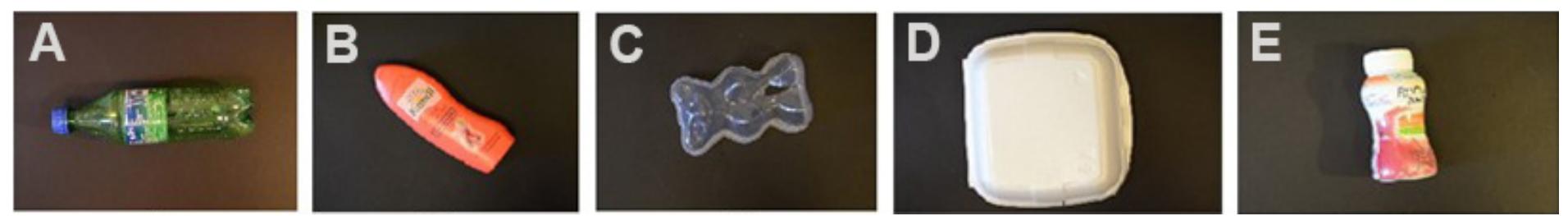 Examples of different types of plastics from the wadaba