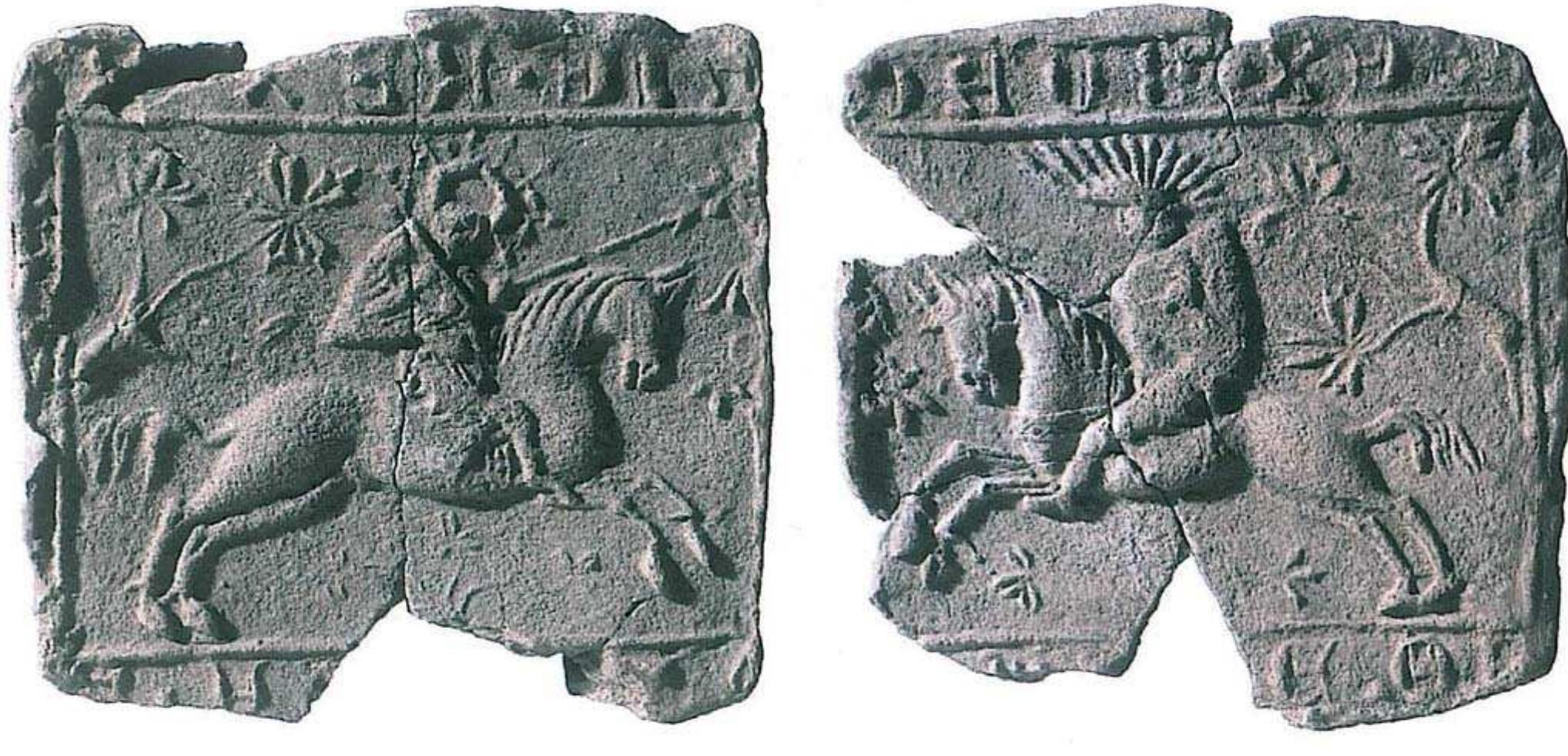 Stove tiles from kysperk castle with the mounted figures of