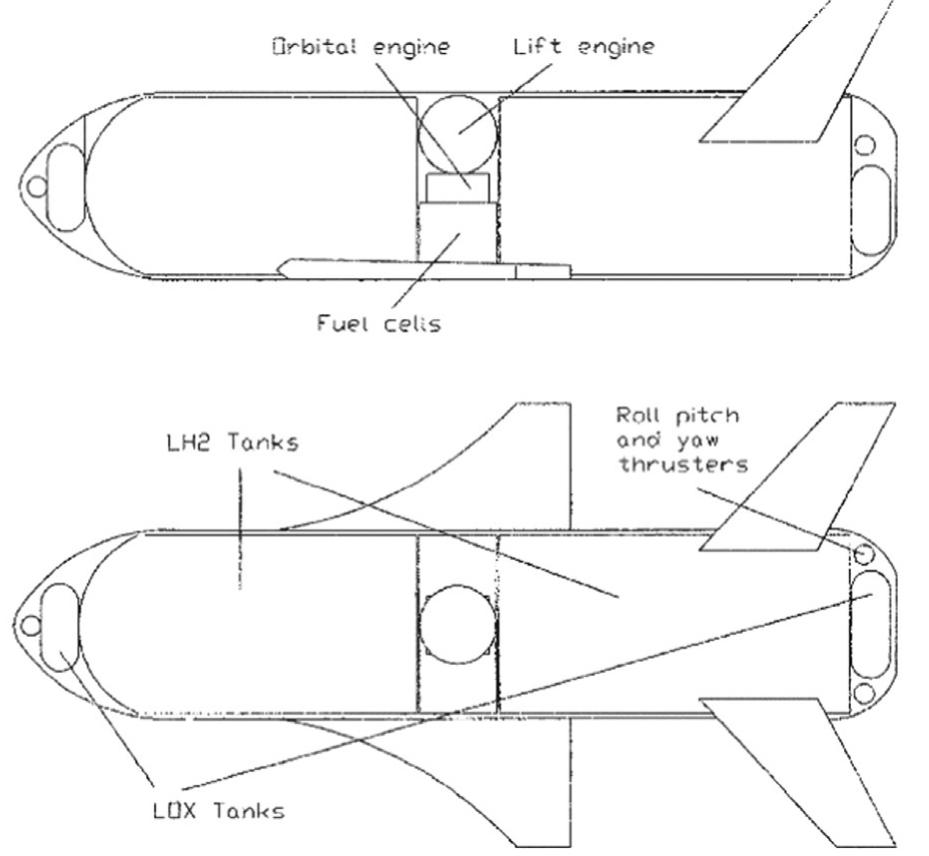Outline diagram of ssto spaceplane.