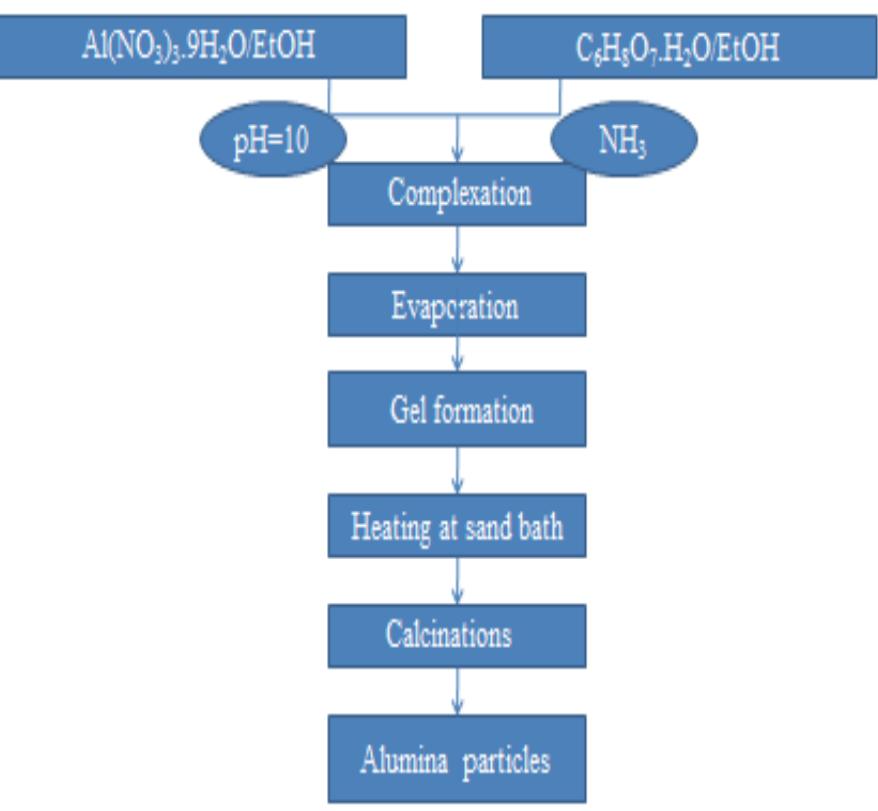 Flow chart for sol-gel assisted auto-combustion synthesis of