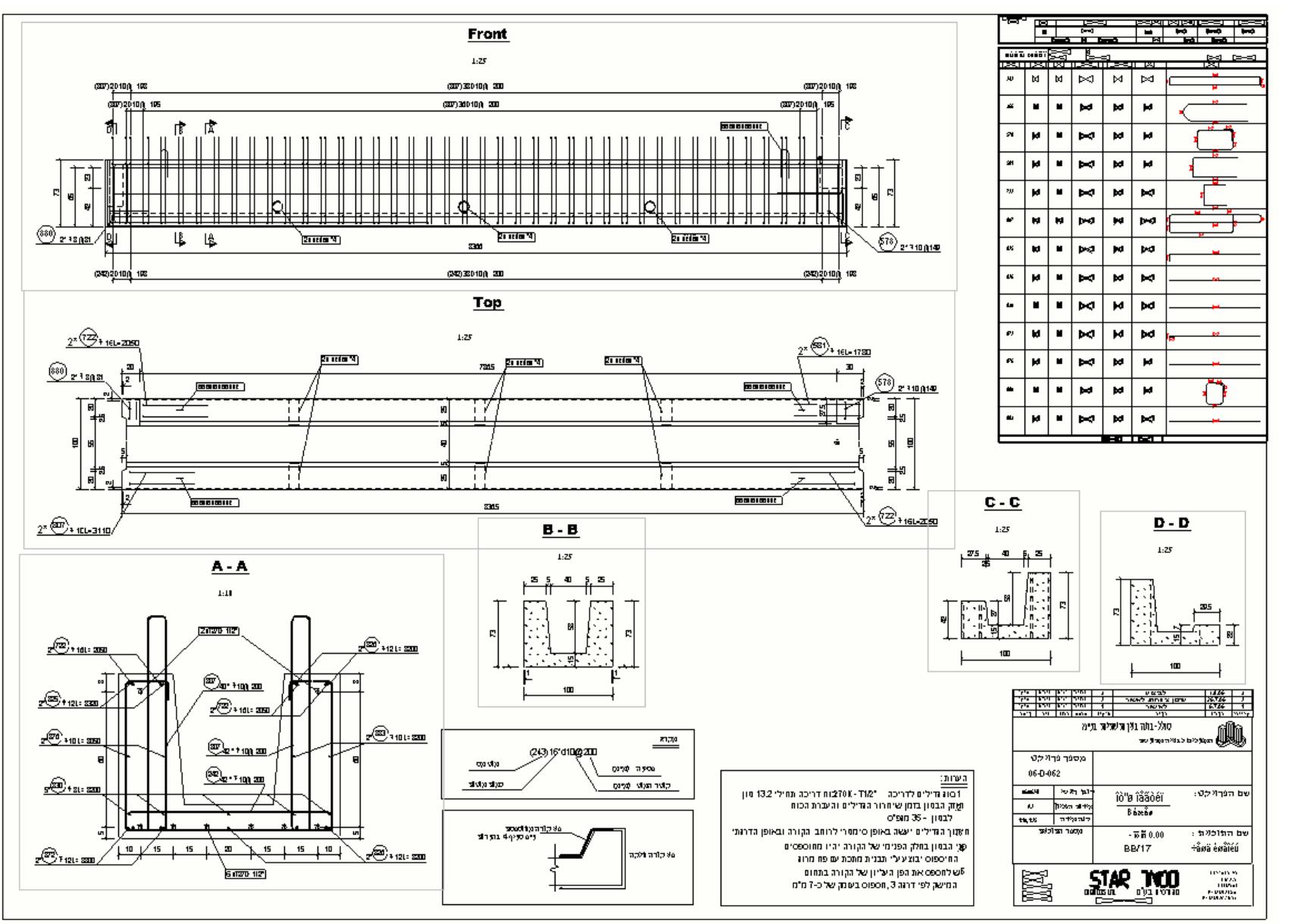 A typical precast girder shop drawing. note the detailed