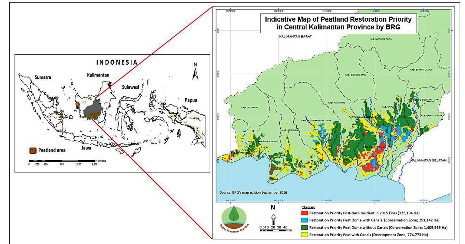 1 central kalimantan peatland distribution map (adapted from