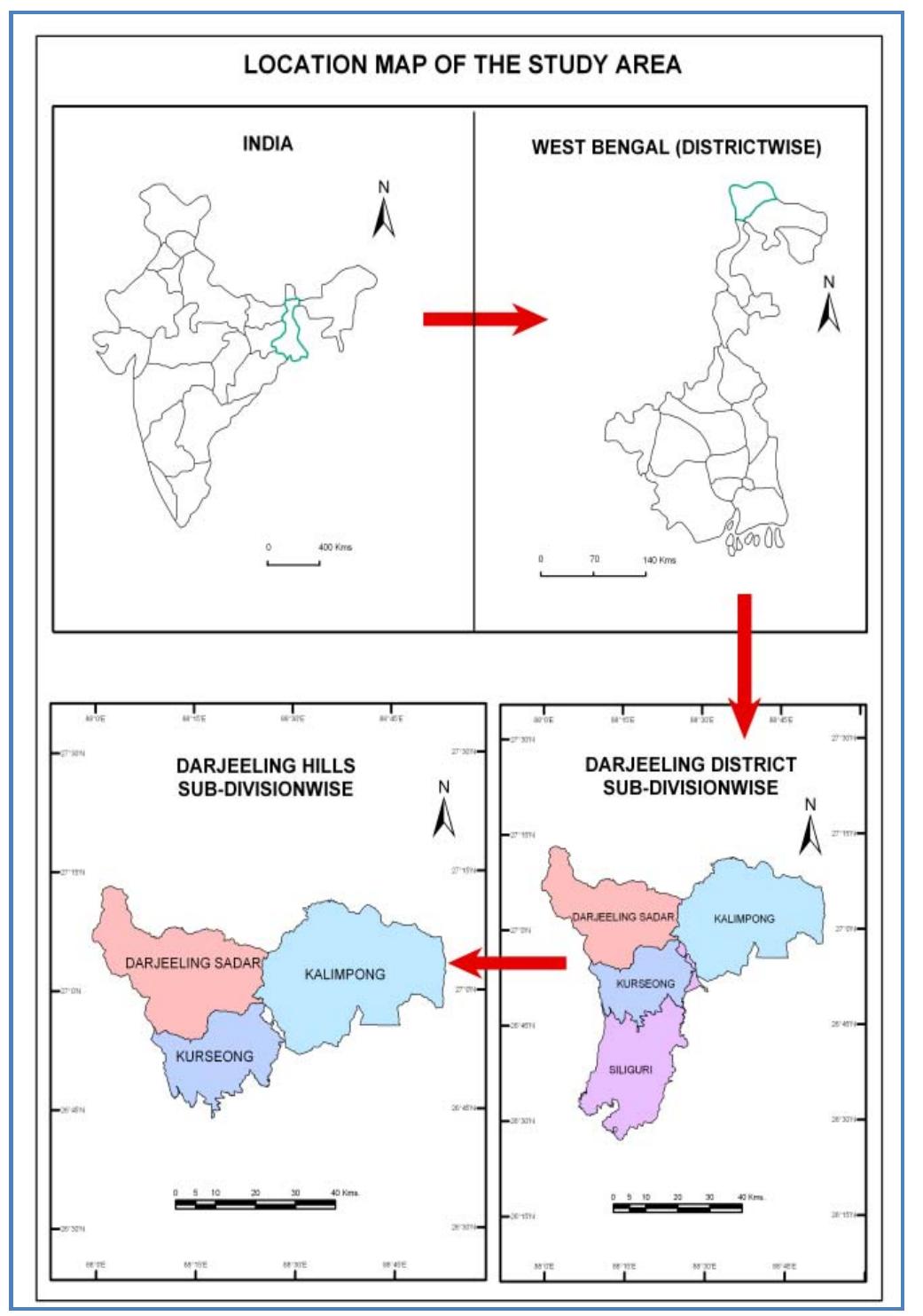 Map showing location of the study area table 7: