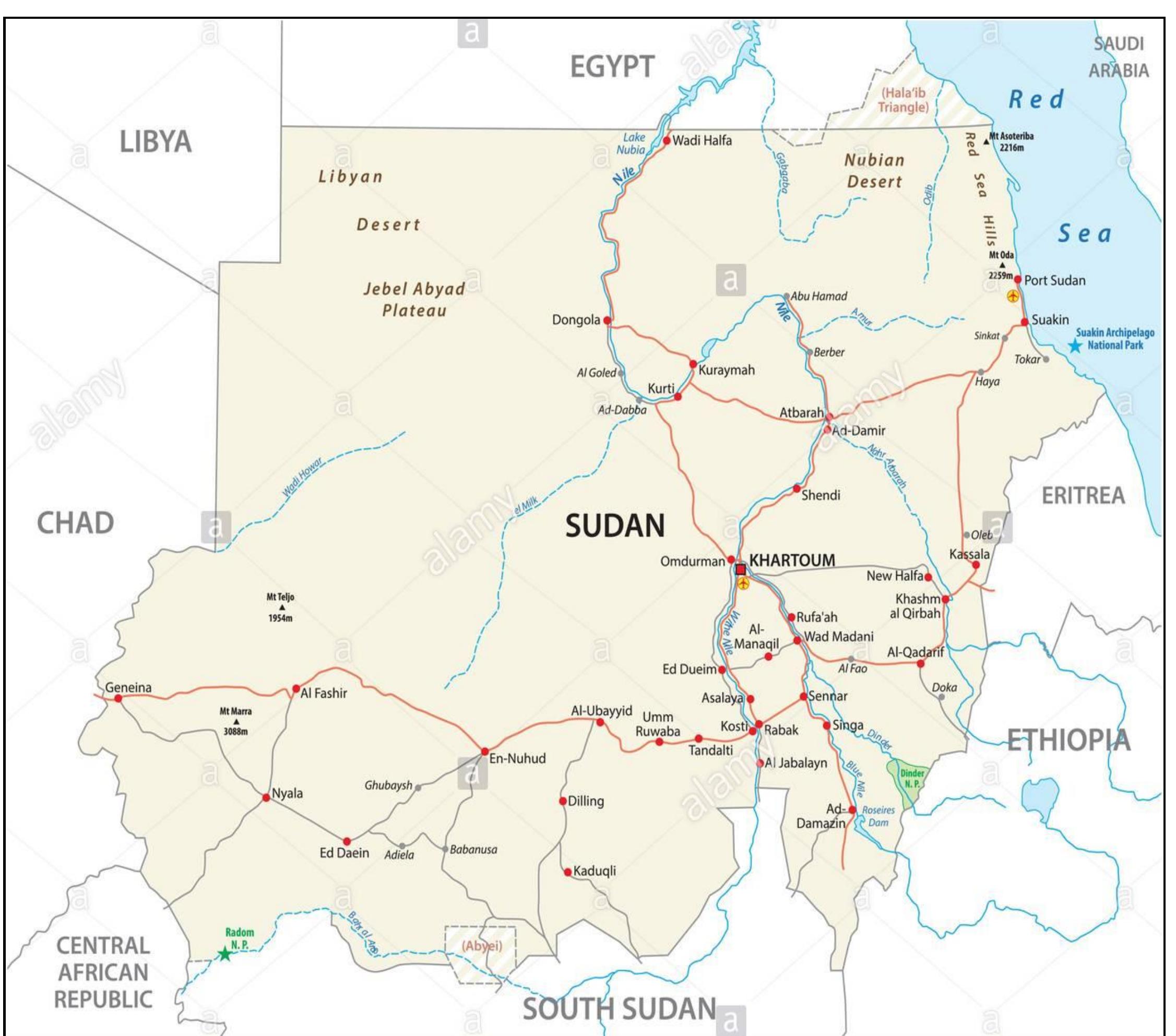 Map of the national road network in sudan study aimed to