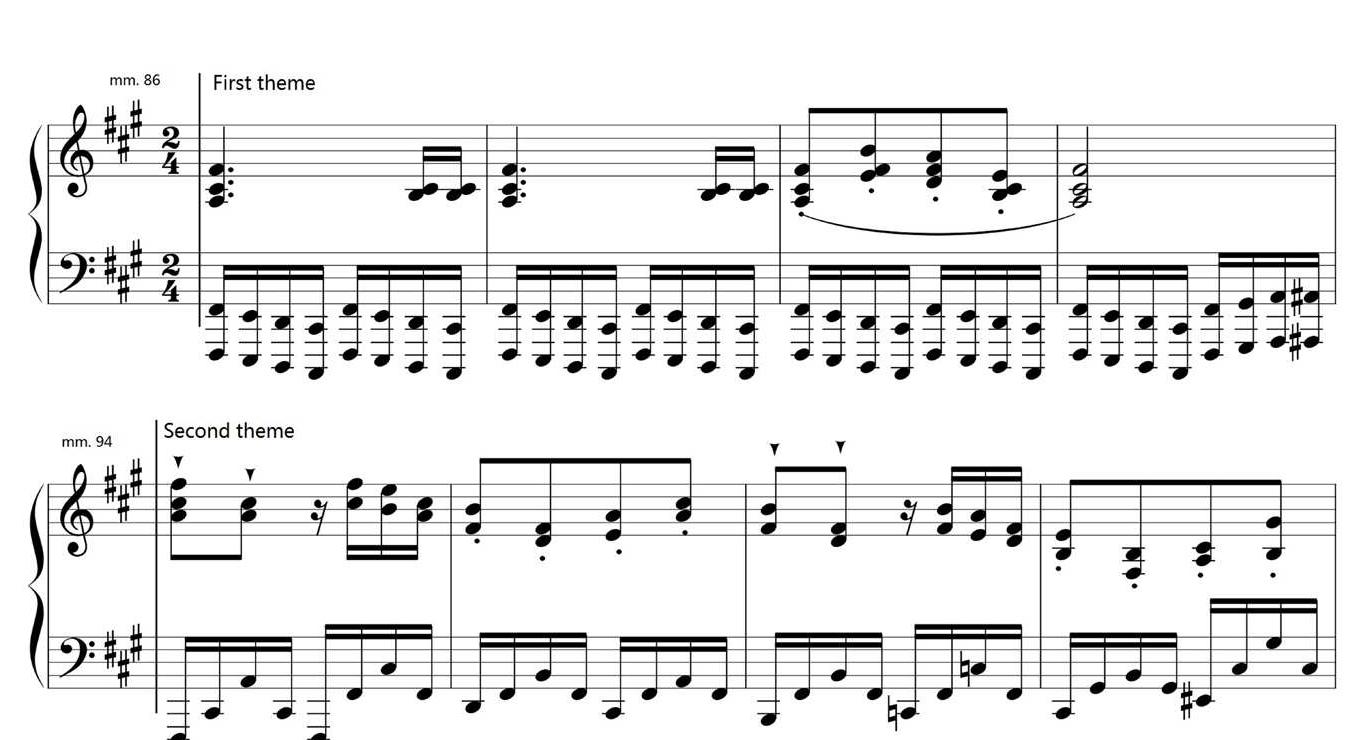 Example 1a: the partial dual theme in ballade in db major,