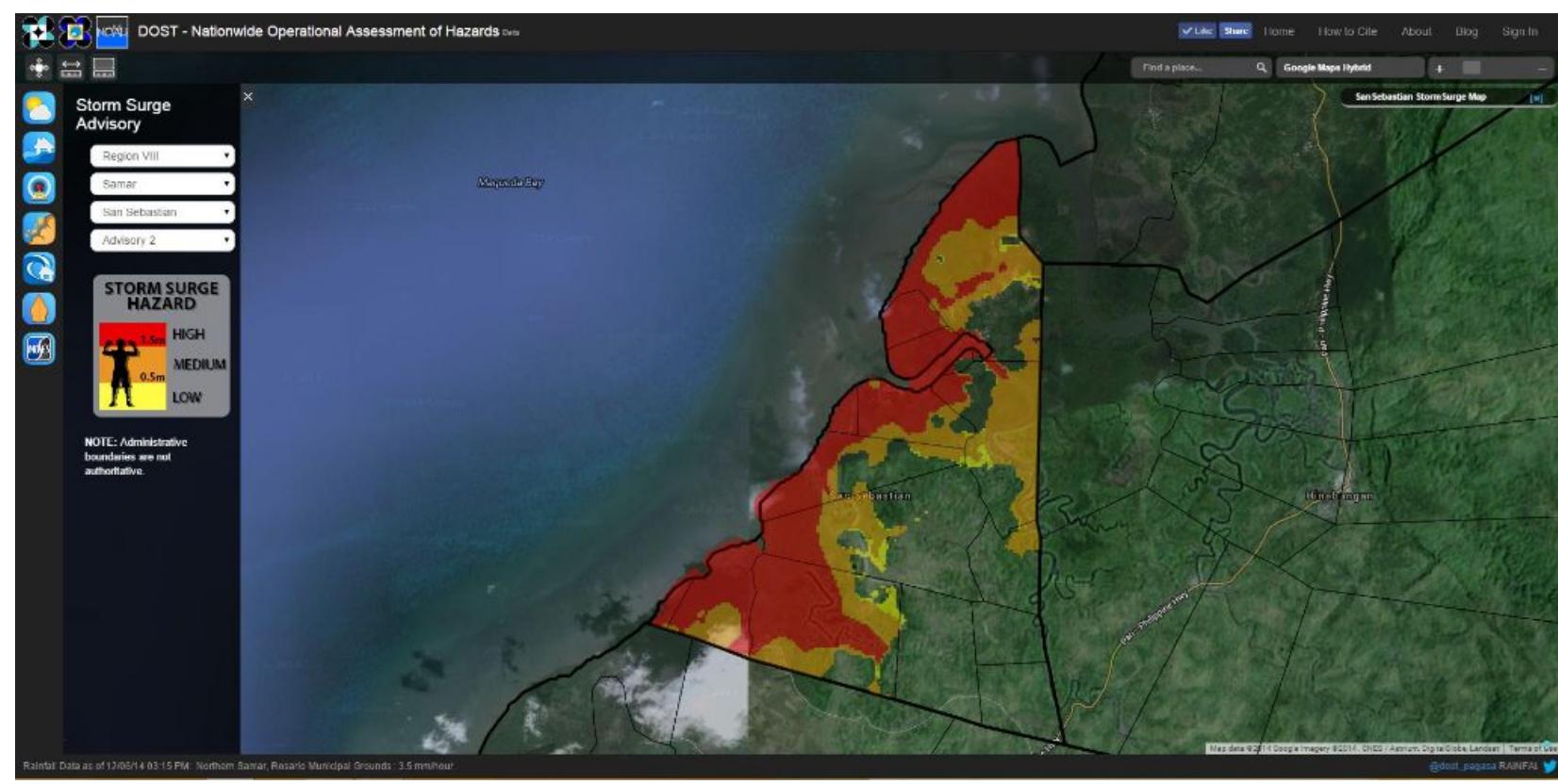 1: storm surge hazard map of san sebastian, samar (source: