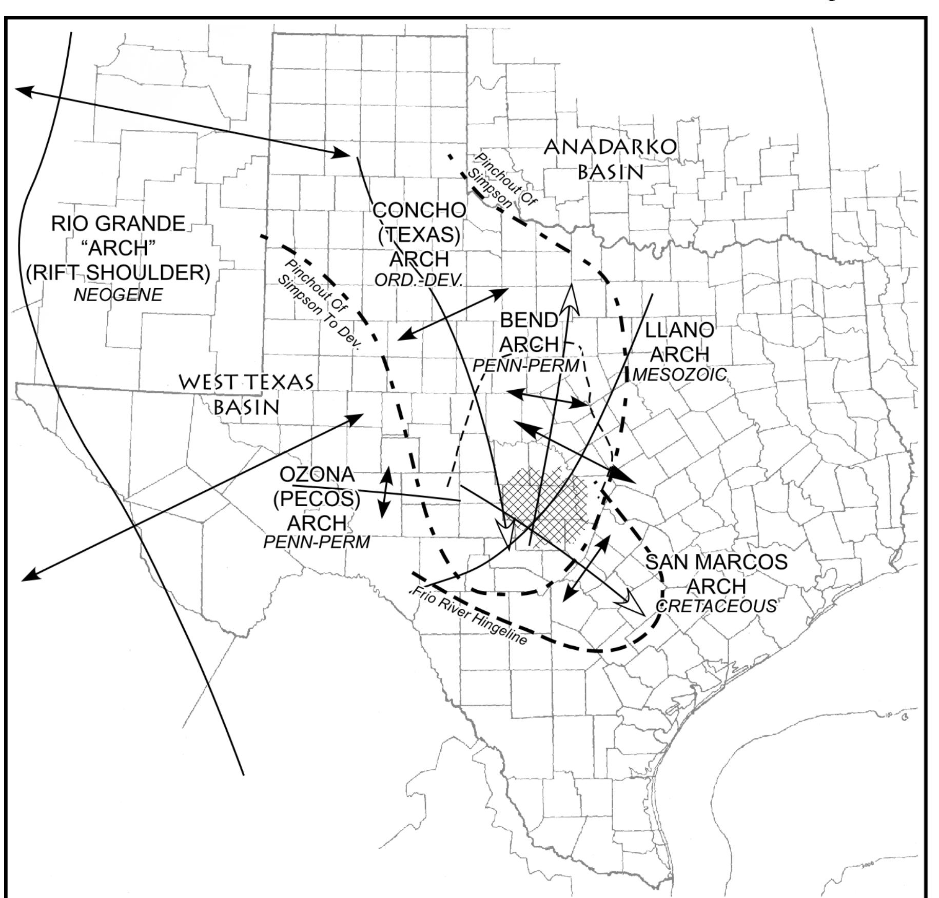 Structure map, top lower cretaceous — showing post-edwards