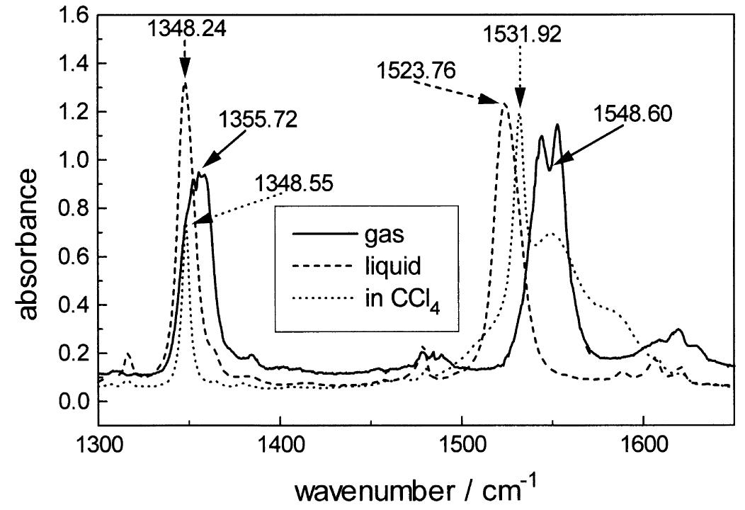 Ft-ir spectra of nitrobenzene in the range of 1600 to 1200