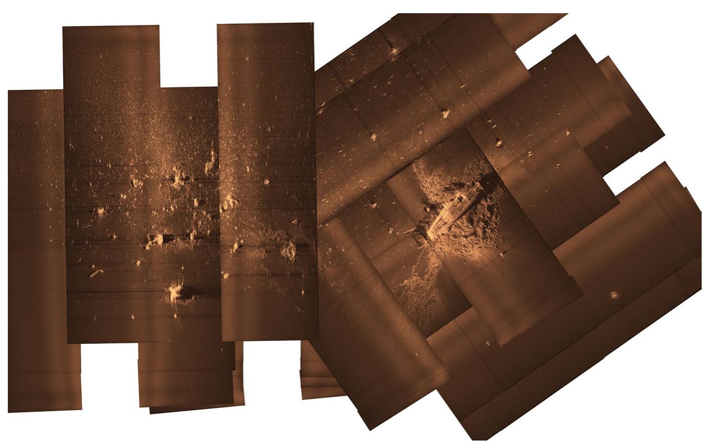 Side-scan sonar mosaic of the uss nevada shipwreck site