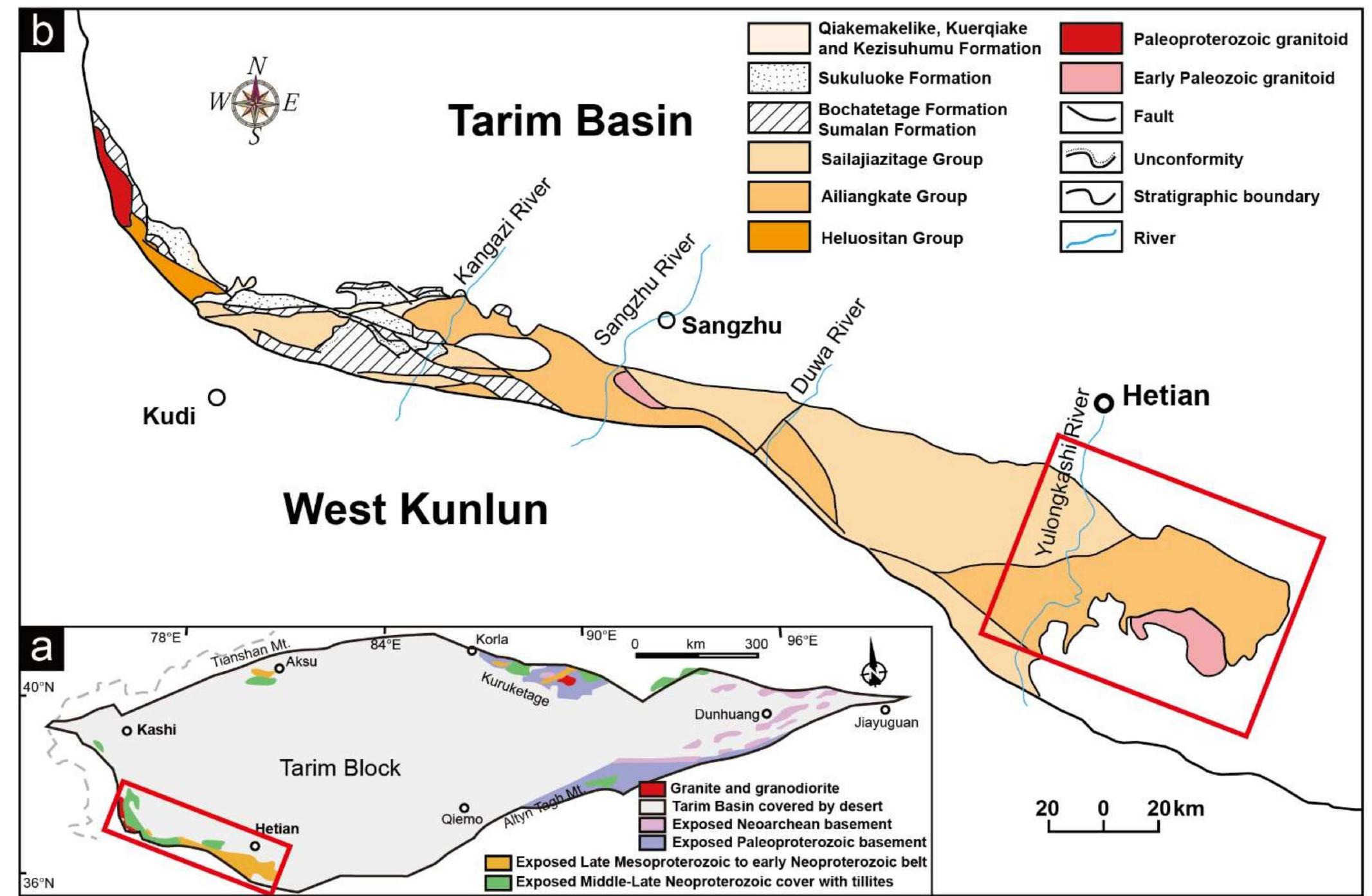 (a) simplified tectonic map of the tarim craton; (b)