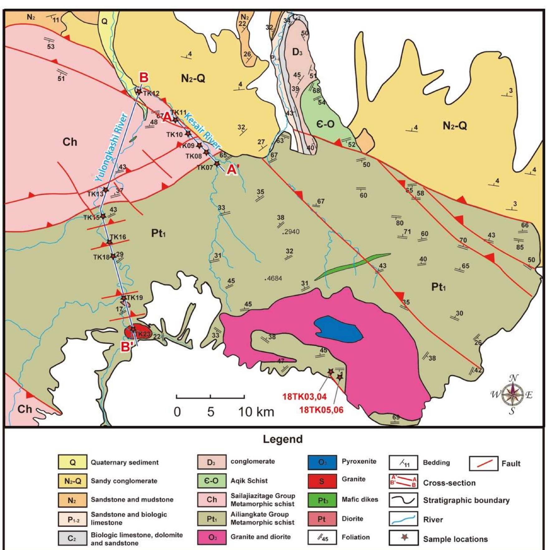 Regional geological map showing the major ailiankate and