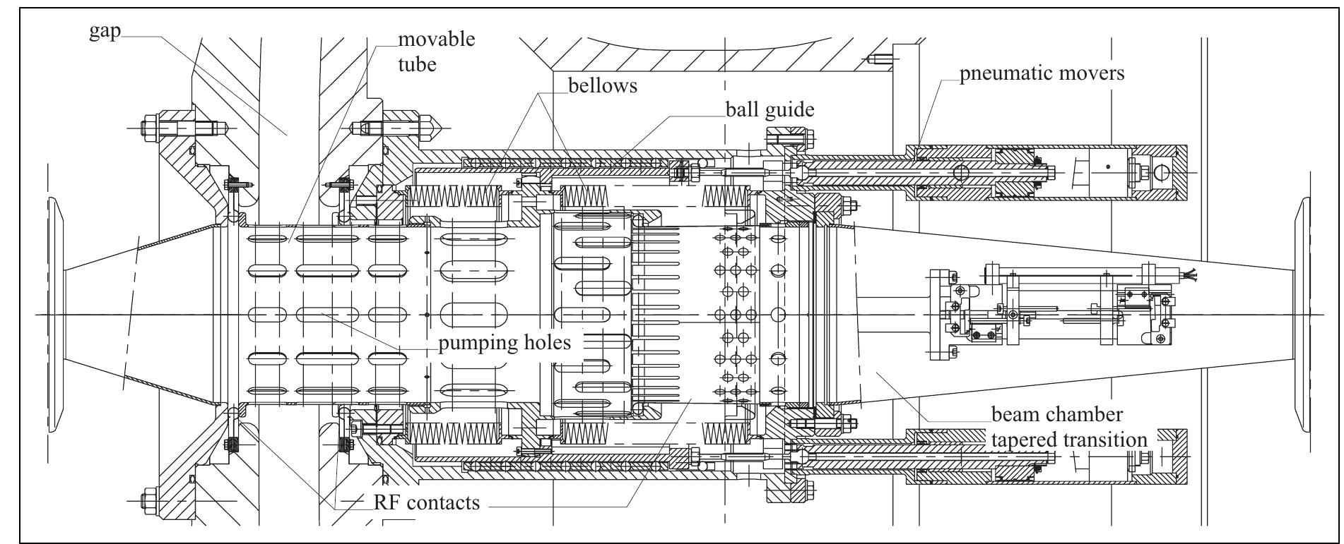 Construction of the mechanical short circuit (shown in its