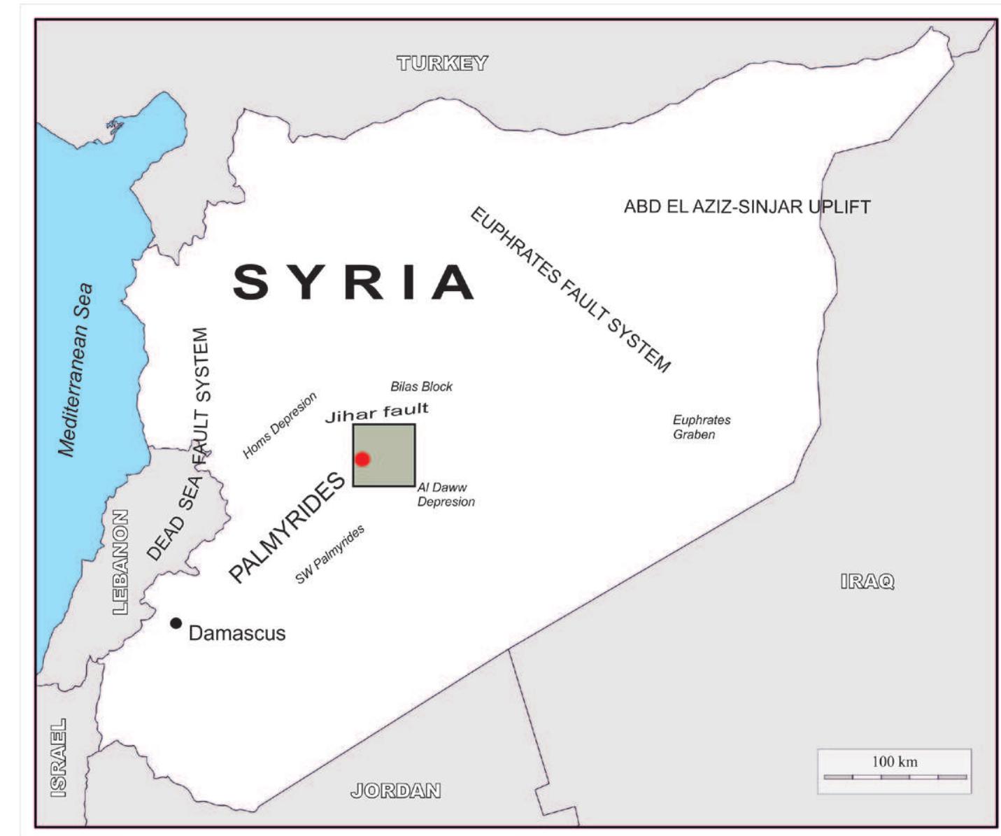 Map of syria showing the main tectonic zones (modified from