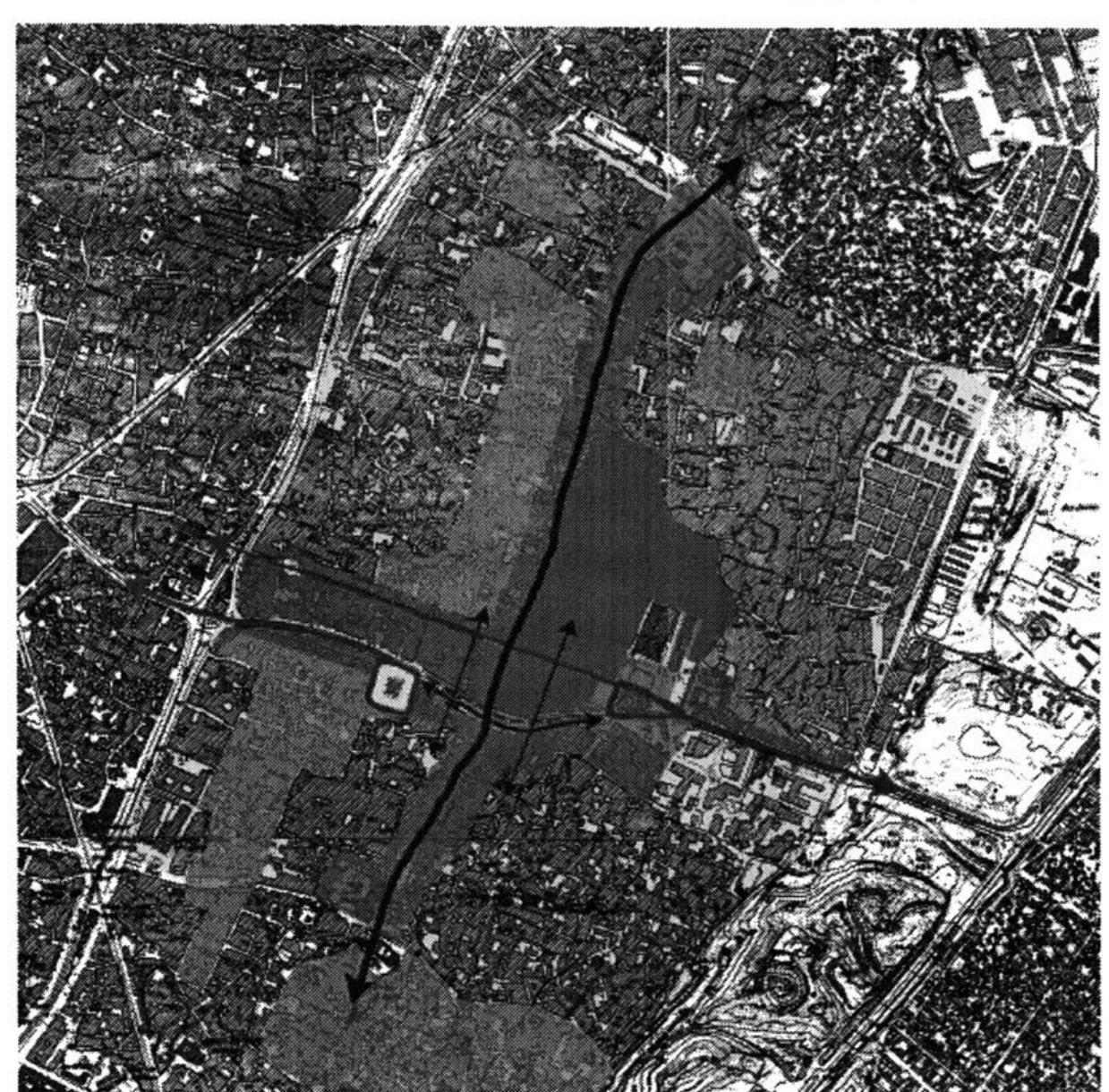 Circulation diagram showing the east and west vehicular