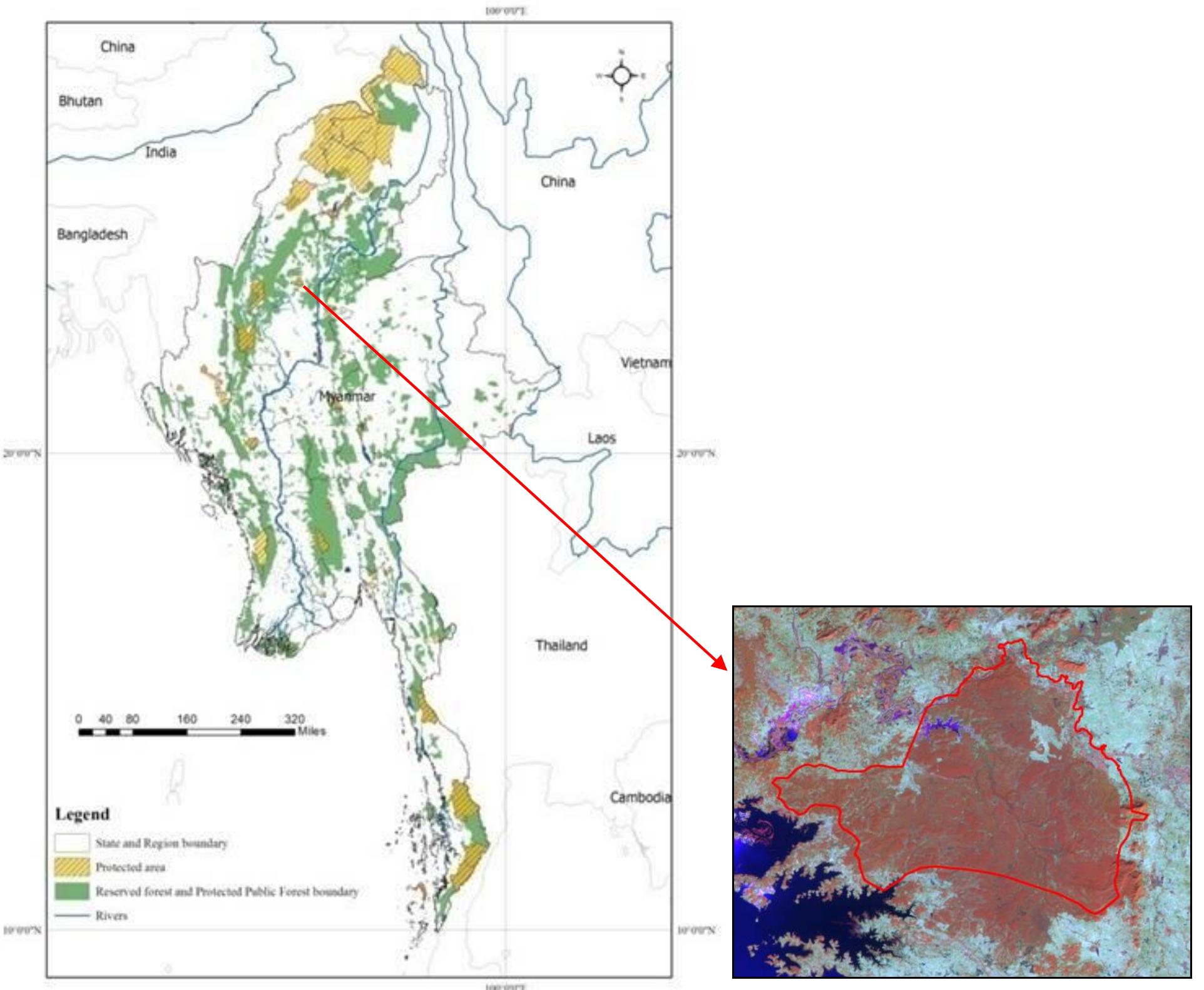 Map of myanmar with the location of the study area chatthin