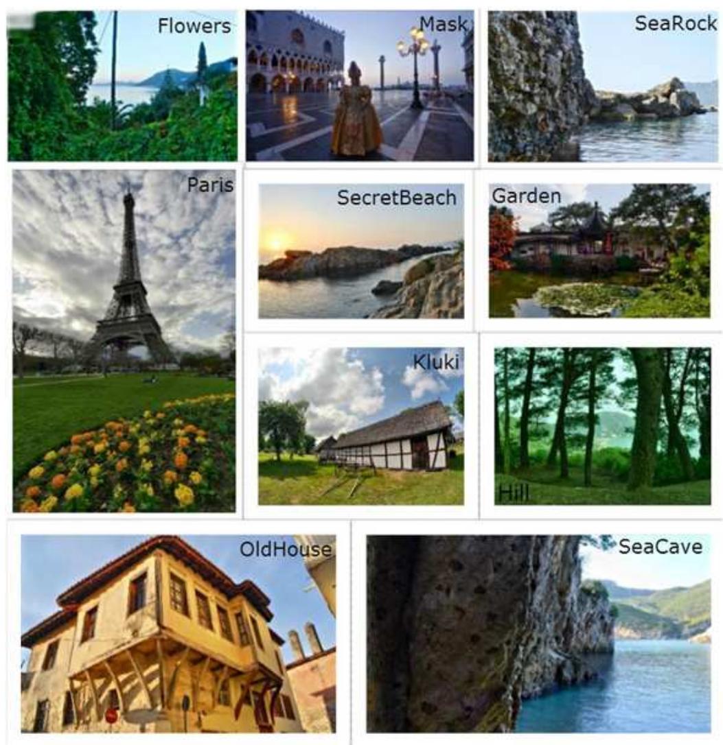 Ten images from various databases and personal photography